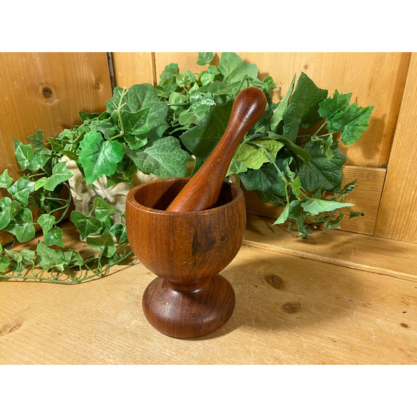 Vintage Wooden Mortar and Pestle Set | Rustic Farmhouse Kitchen Shelf – Whimsy Barn